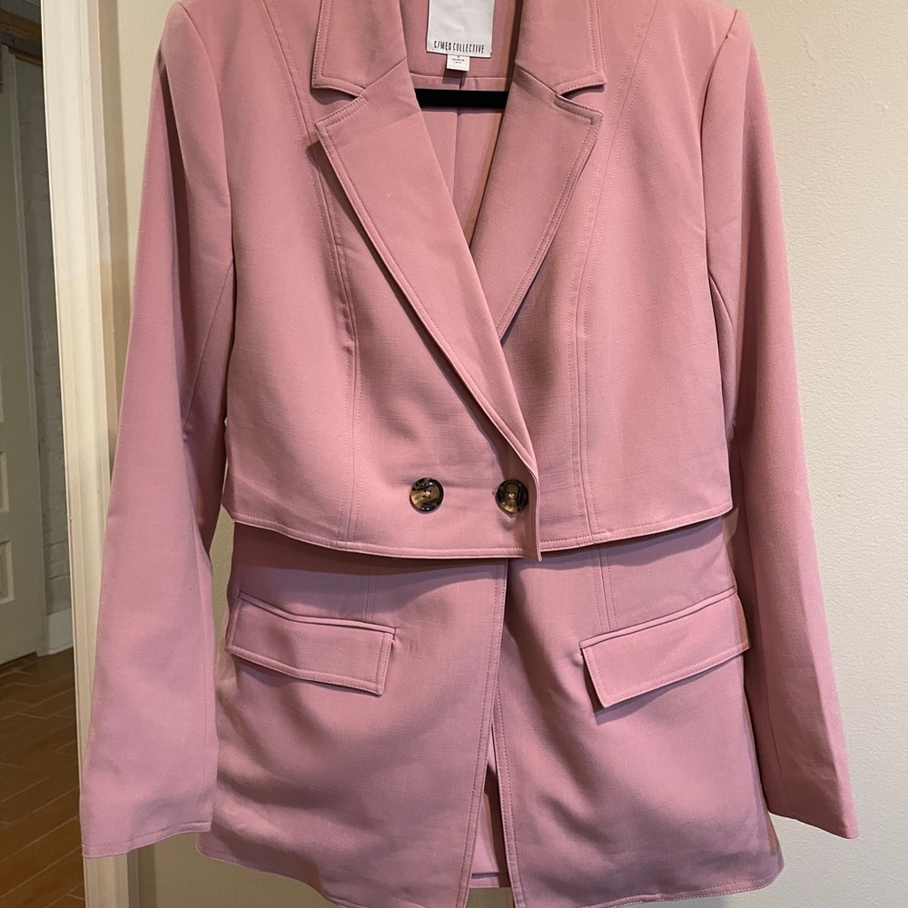C/Meo Pink Blazer Double Panel Front - Gem
